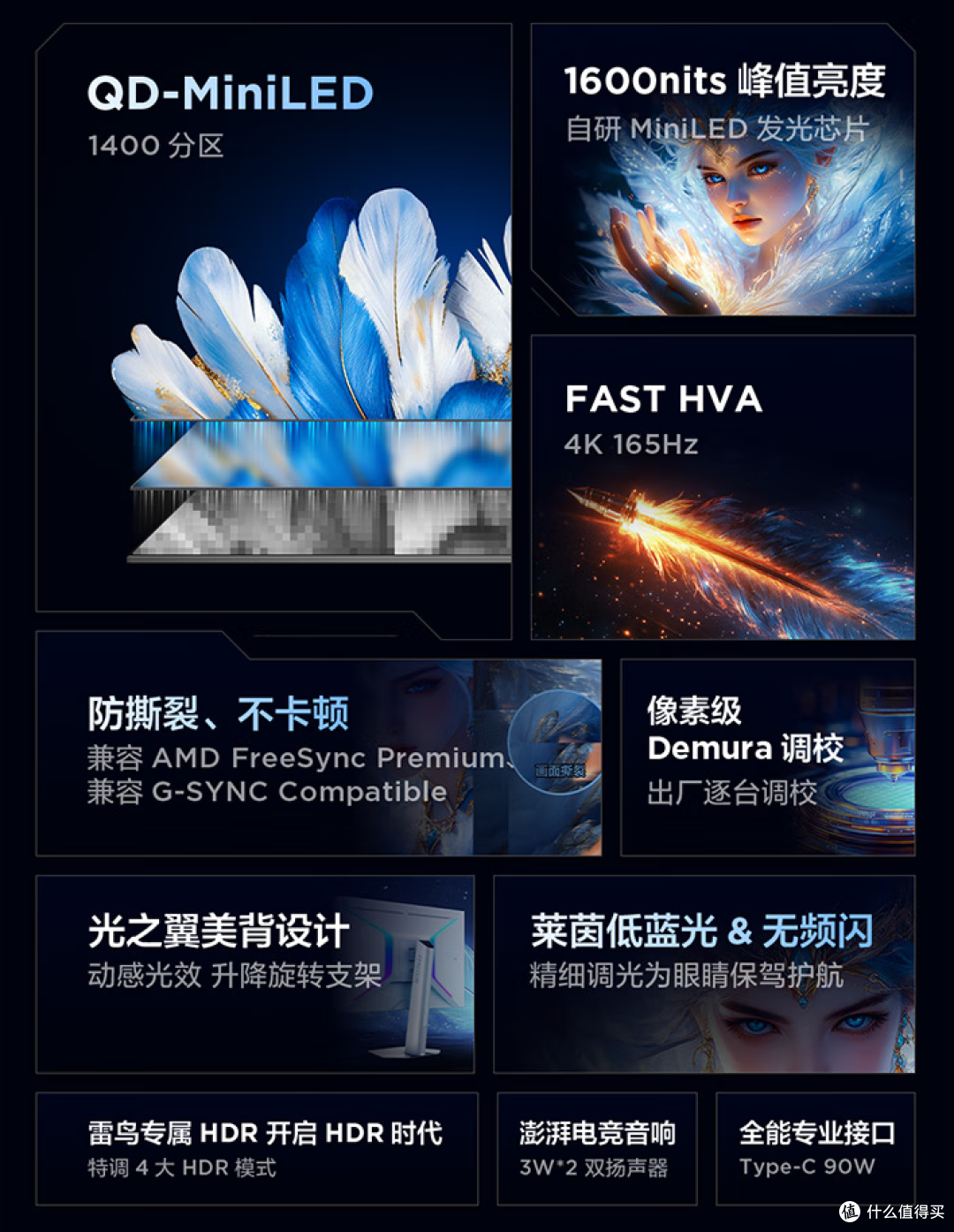 雷鸟 U8 显示器：4K 165Hz MiniLED、1400 分区、10KHz PWM 调光、首发 3799 元_显示器_什么值得买